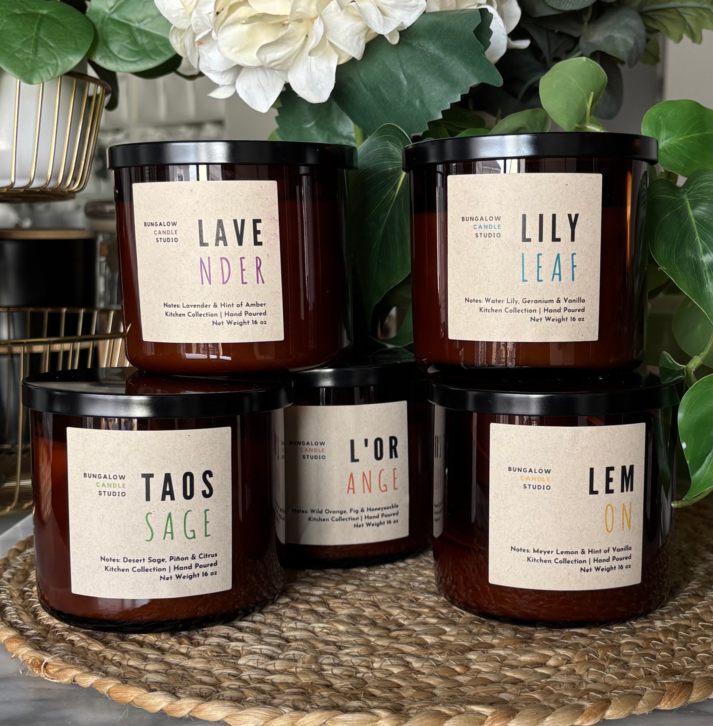 Soy Candles | Amber Colored 16 oz Jar | Kitchen Collection – Bungalow ...