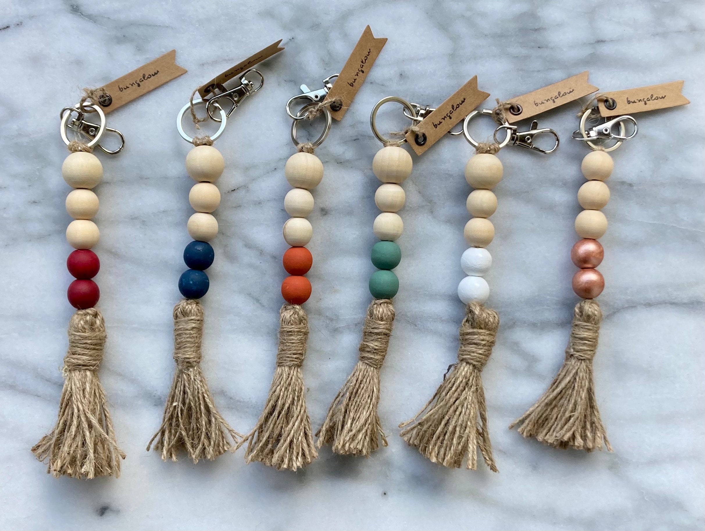 Mango Wood Bead Keychains | Multiple Colors | Wood Bead Decor ...